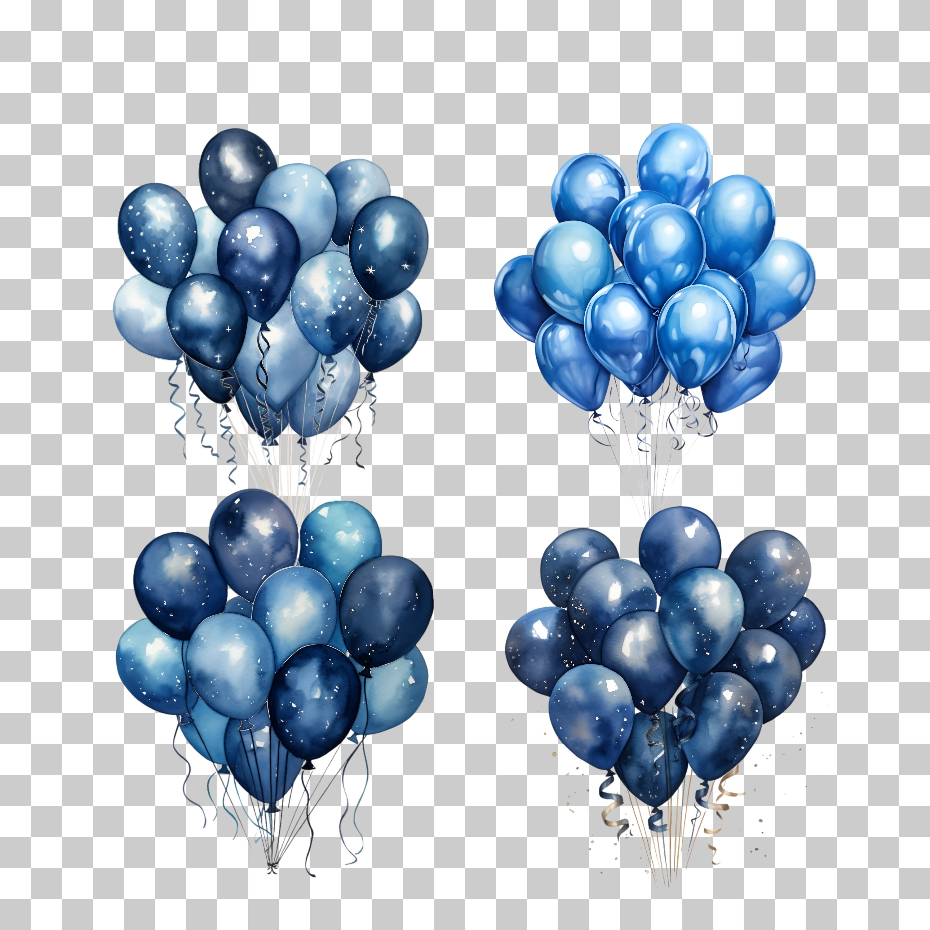 Navy Blue Balloon Clipart Collection PNG 300DPI Perfect for Invitations ...