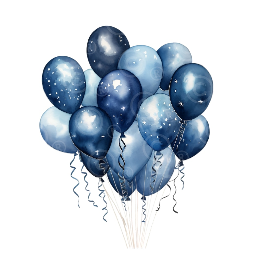 Navy Blue Balloon Clipart Collection PNG Perfect for Invitations ...