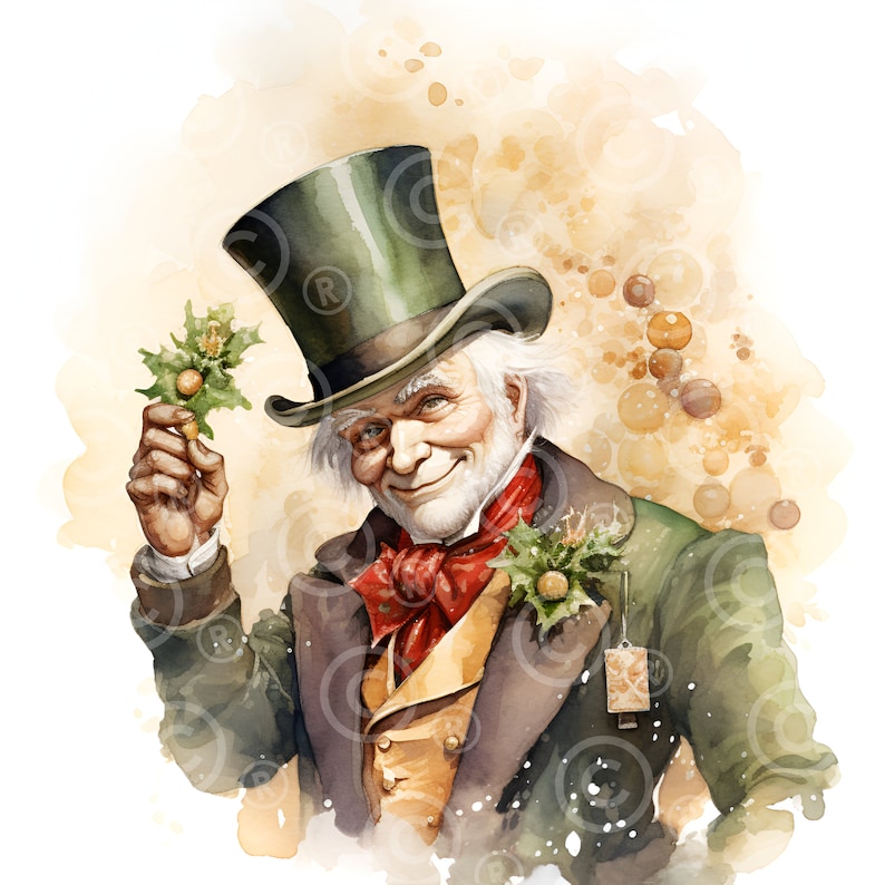 Ebenezer Scrooge Christmas Clipart JPG File Scrooge Portrait Commercial ...