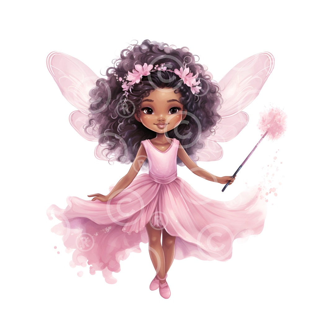 6 Cute Black Fairy Clipart Dressed in Pink, Beautiful Dark Skin Fairies ... 6 Cute Black Fairy Clipart Dressed in Pink, Beautiful Dark Skin Fairies ...