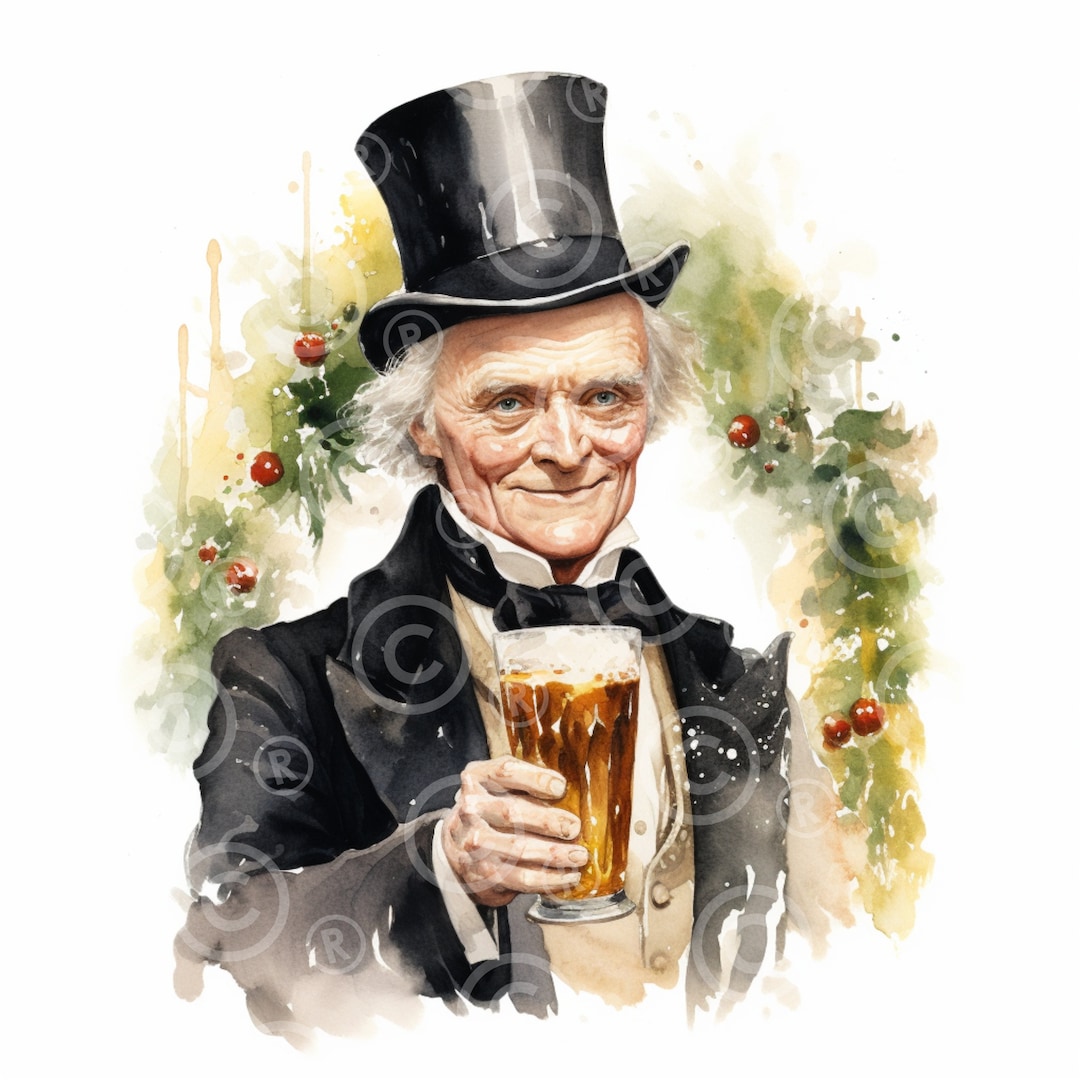 Ebenezer Scrooge Christmas Clipart JPG File Xmas Scrooge Portrait ...