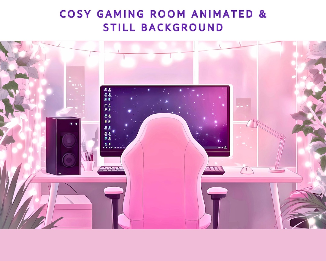 Cozy Pink Gaming Room Background, Animated & Still Background, Twitch ...