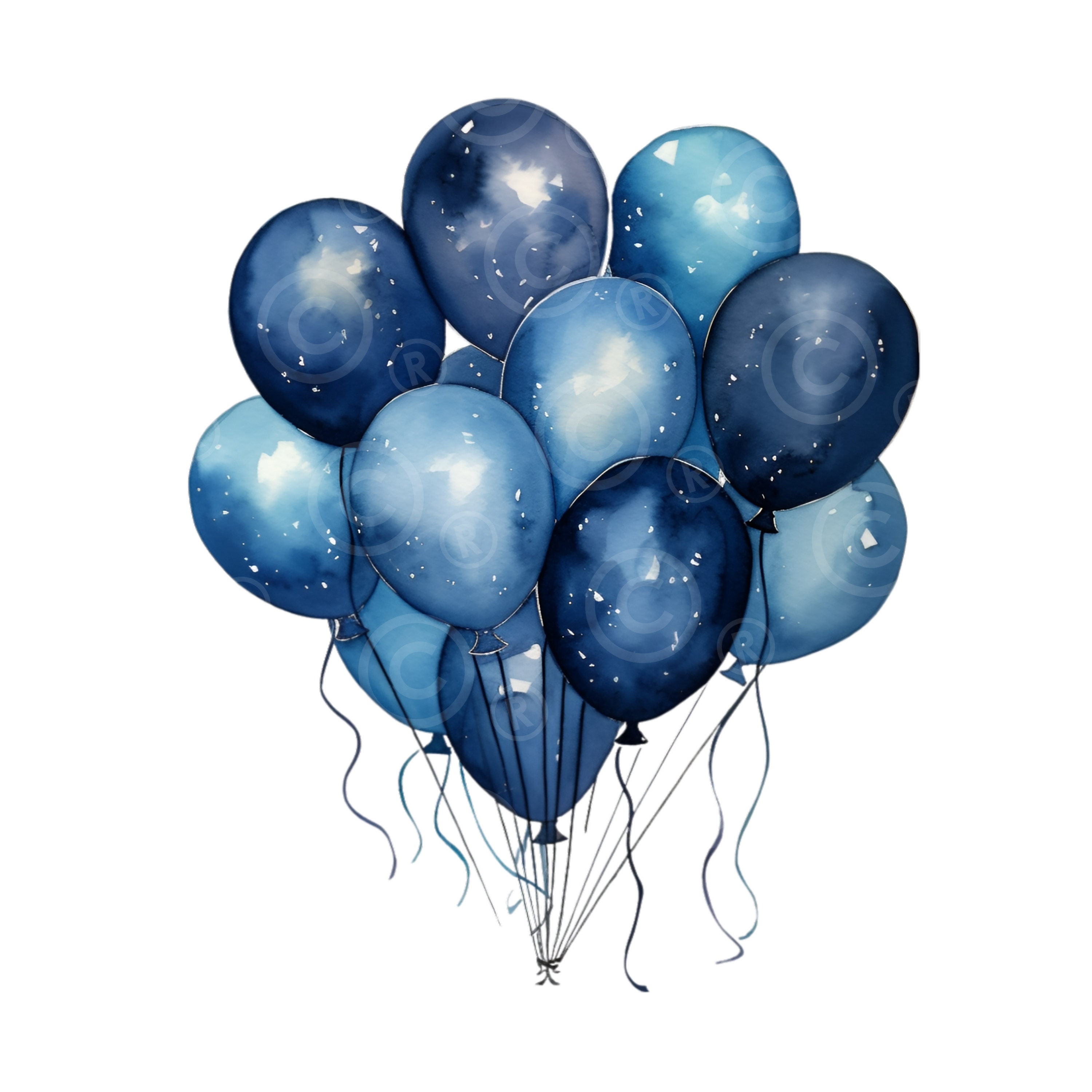 Navy Blue Balloon Clipart Collection PNG 300DPI Perfect for Invitations ...