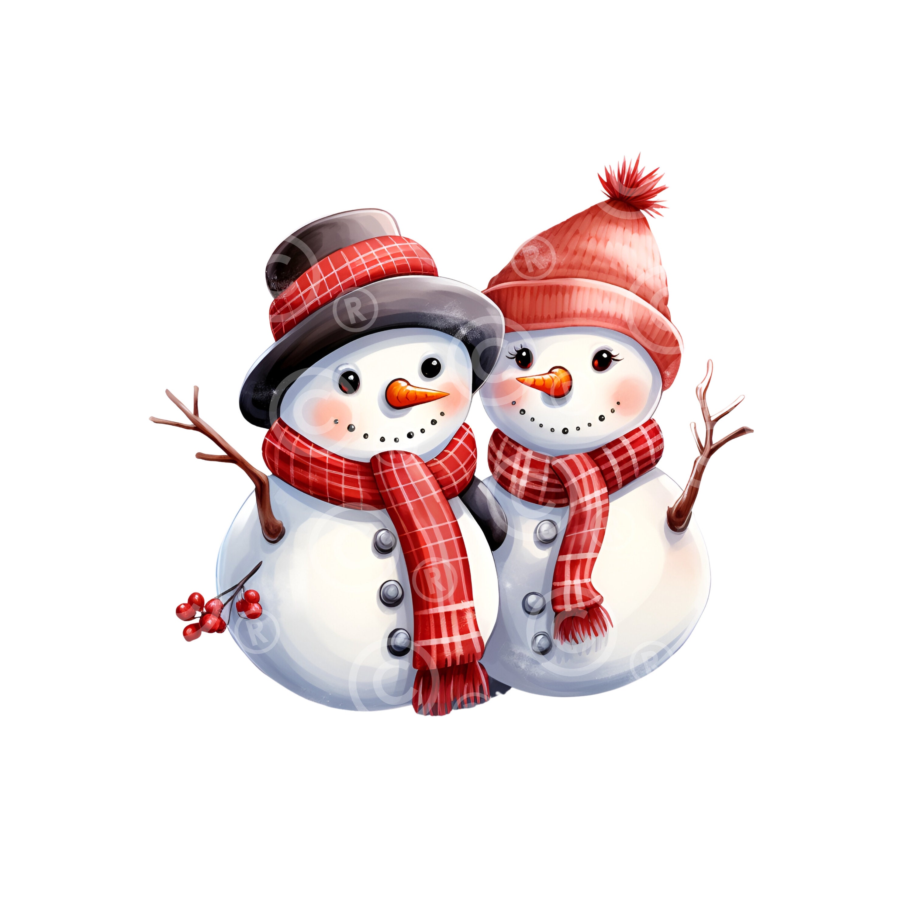 10 Snowman Clipart Christmas Snowman Couple JPG Clipart for Commercial ...