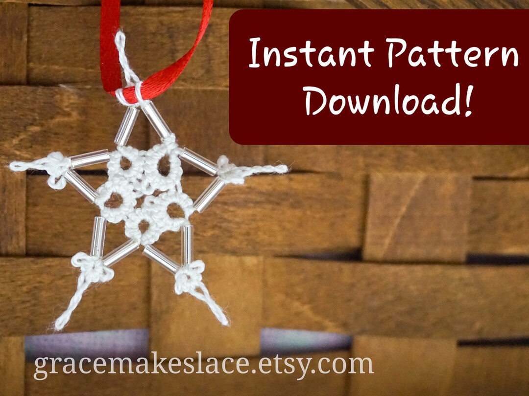 Pentacle Yuletide Star Holiday Tatted Lace Ornament Pattern for ...