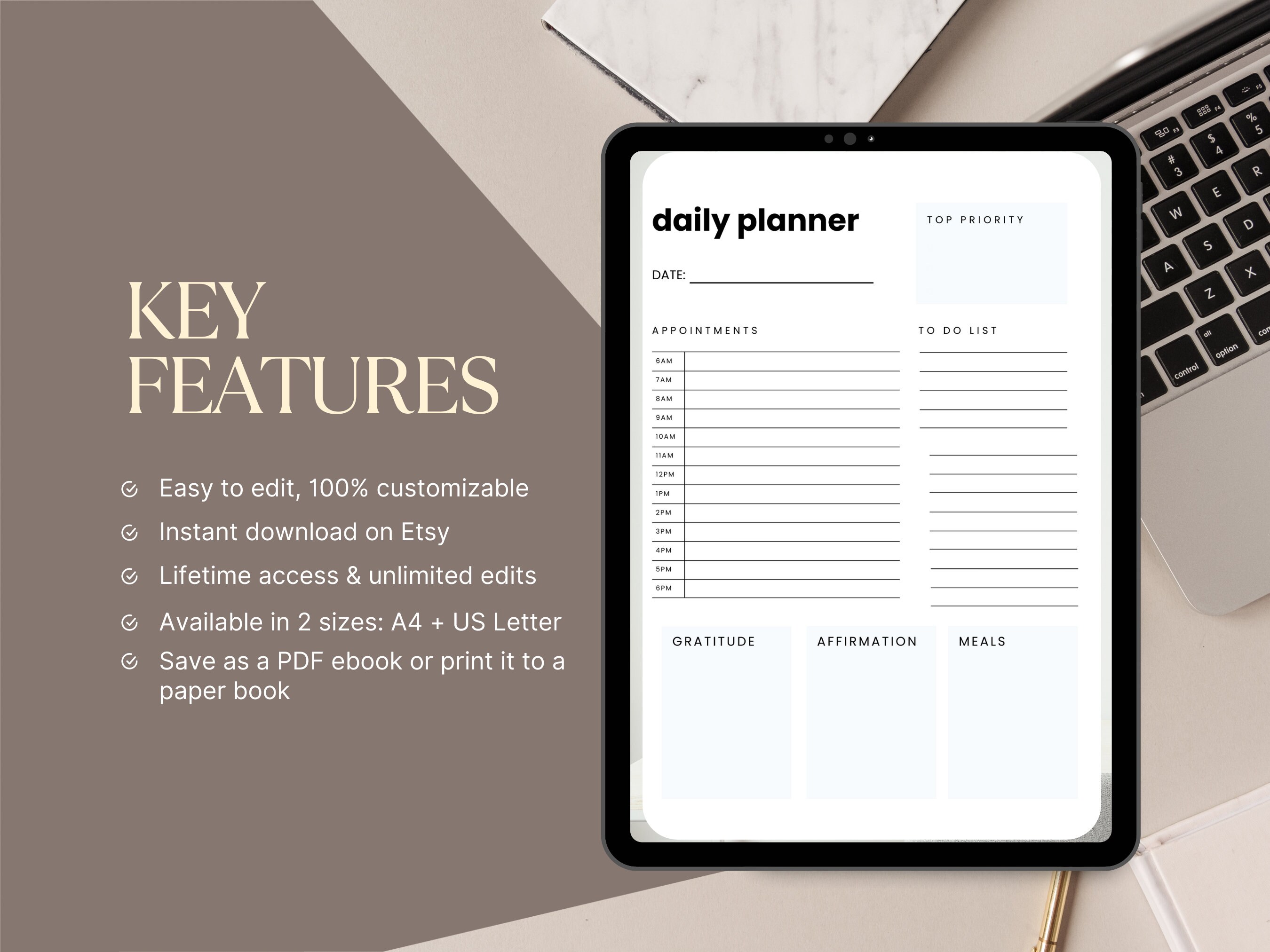 Printable Daily Task Checklist Canva Template, Custom Productivity Tool ...