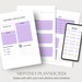 Printable Dated Monthly Purple 2024 Calendar Planner, Editable Canva ...
