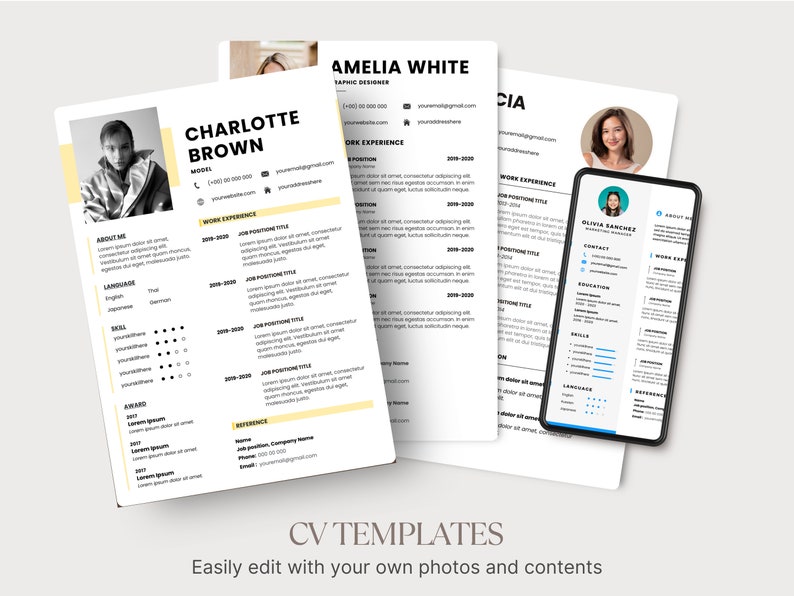 Personalized CV Templates, Edit in Canva for Professional Resumes, 20 ...