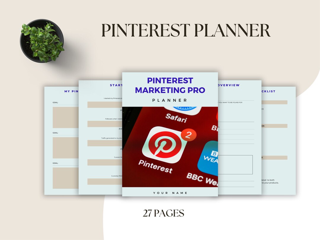 Digital Pinterest Planner Template, Edit in Canva, Social Media ...