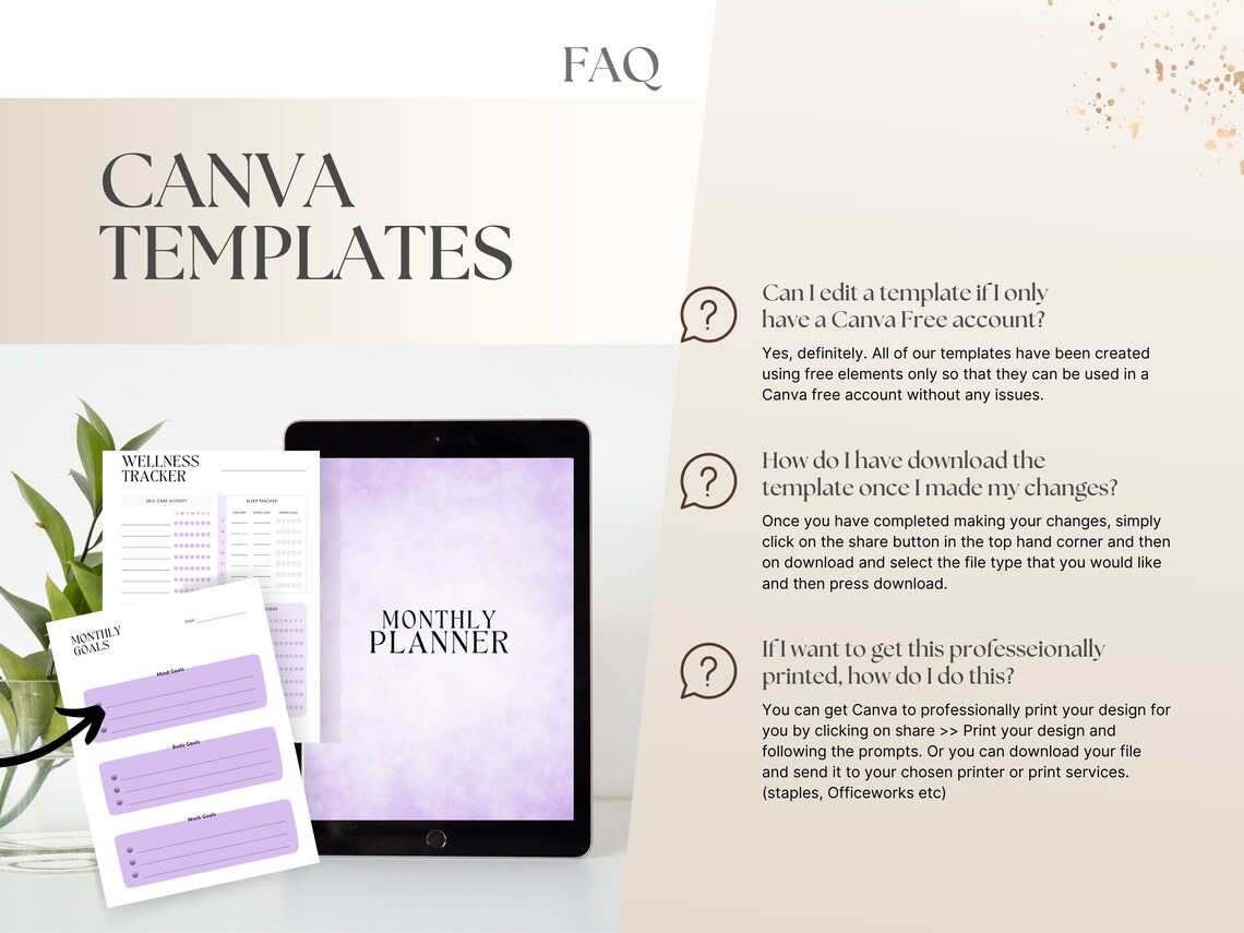 Printable Dated Monthly Purple 2024 Calendar Planner, Editable Canva ...