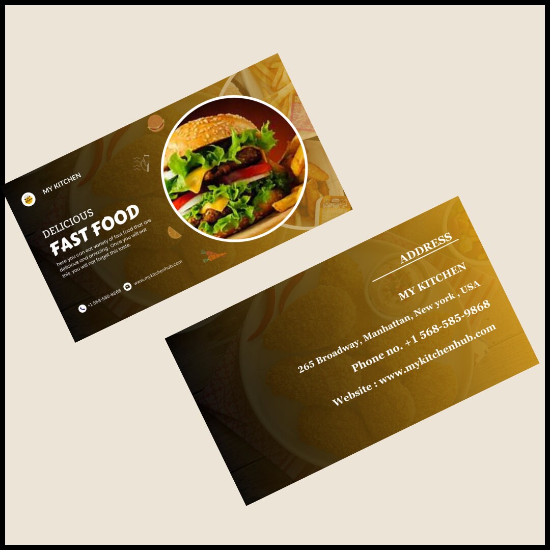 Digital Restaurant Card Fast Food Card Shop Card Breakfast - Etsy