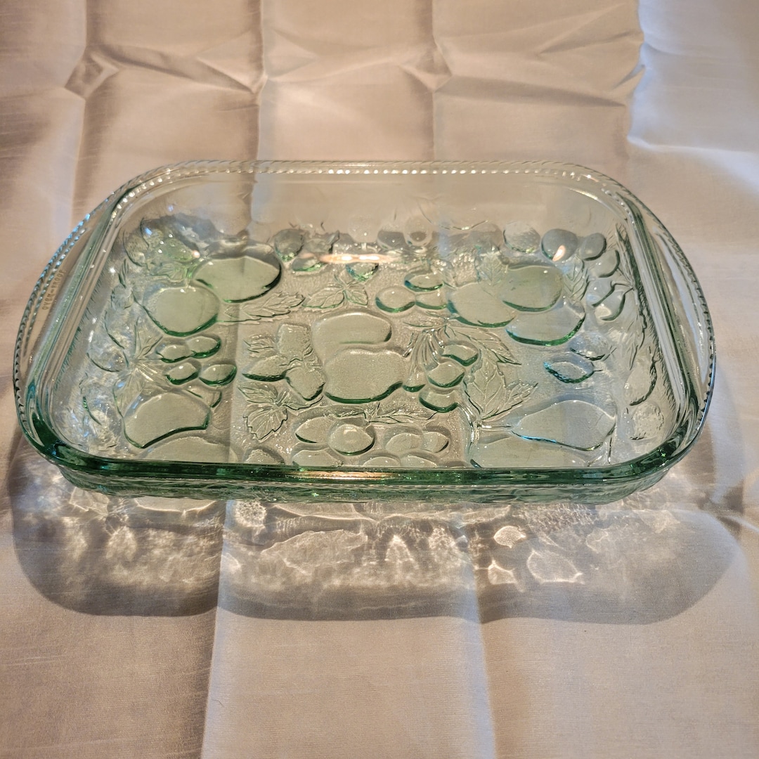 Vintage Libby Orchard Fruit Green Glass Casserole Ovenware Dish - Etsy