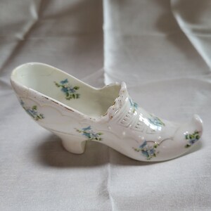 Vintage Porcelain Blue Floral Shoe Figurine - Etsy