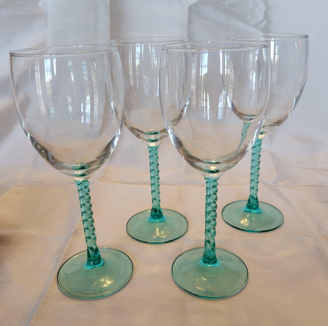 Aqua Crystal Twisted Stem Wine Glasses by Angelique Aqua by Cristal D ...