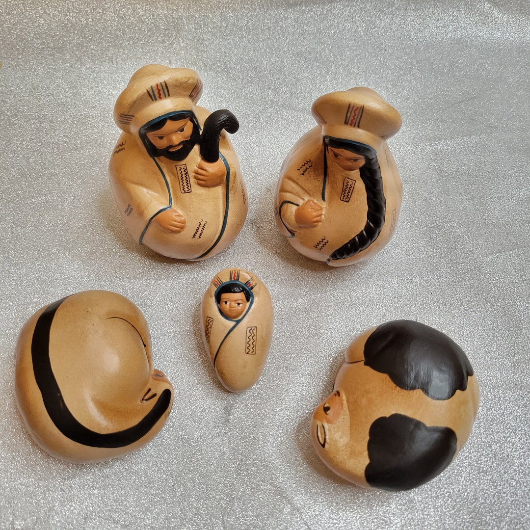 Peruvian Nativity Set 5 Peices Handmade and Painted Vintage by ...
