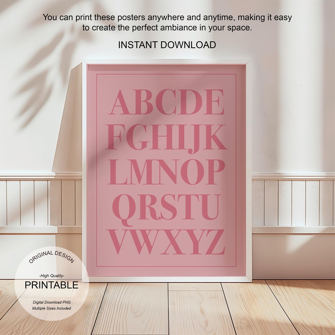 Pink Wall Art, Early Childhood ABC: Letter M Poster, M Initial Print ...