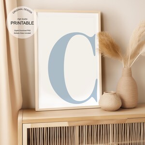 Blue Wall Art, Letter C Poster, Preppy Room Decor, C Initial Print Cute ...