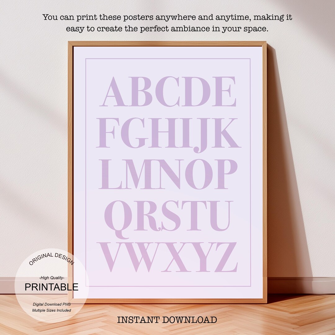 Lavender Wall Art, Letter M Poster, M Initial Print Alphabet Poster ...