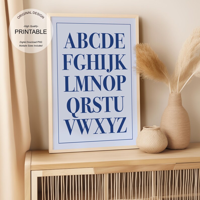 Blue ABC Chart: Vintage Nursery Letter M Print (digital Download) - Etsy