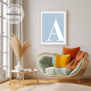 Blue Letter A Print: Preppy Dorm Decor (digital Download) - Etsy