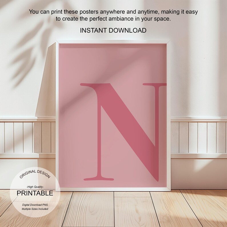 Pink Letter N Print: Preppy Dorm Decor (digital Download) - Etsy