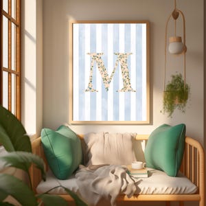 Digital Wall Art Download: Monogram Dorm Decor and Print Floral Letter ...
