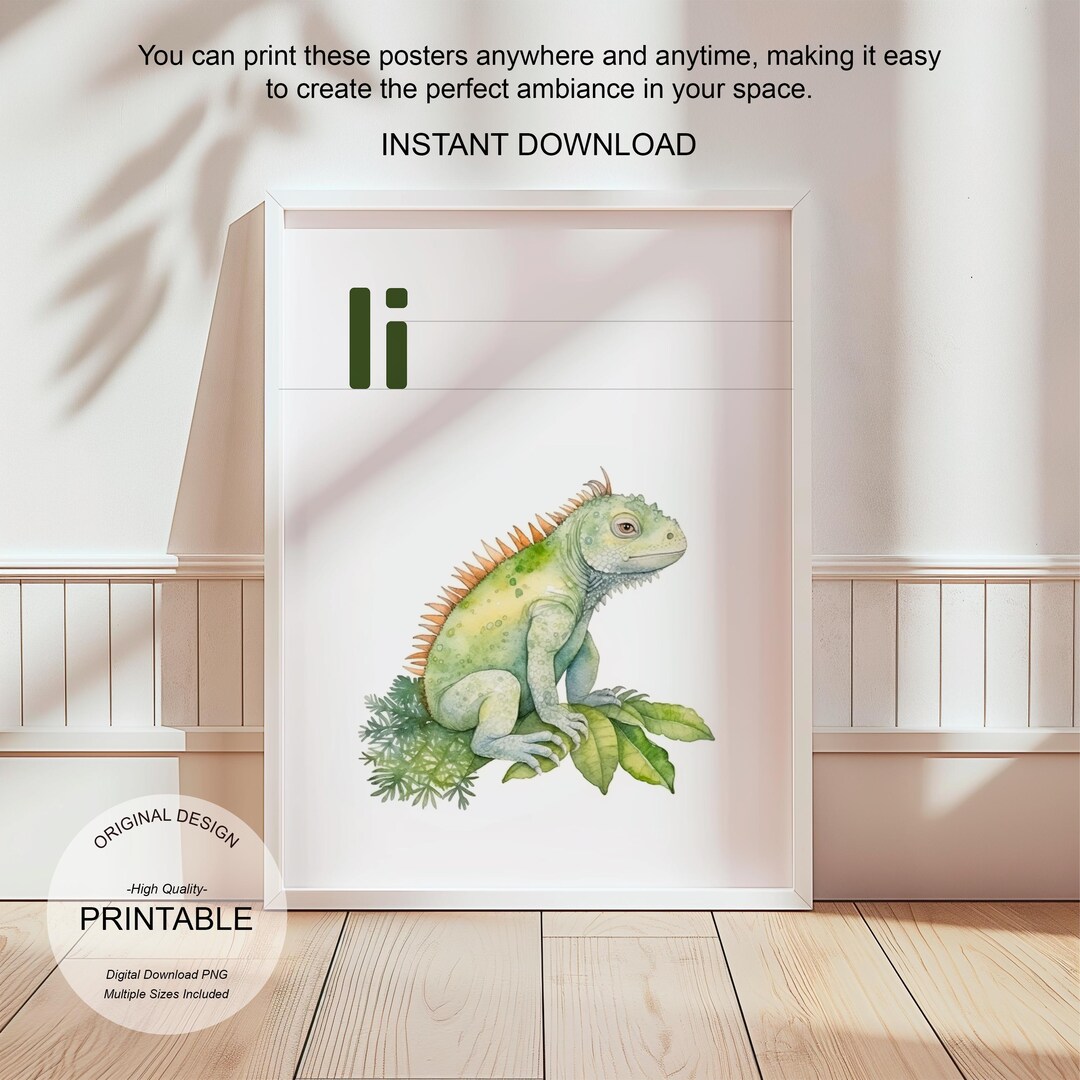 Letter I Poster With I Initial Art Print for Classroom ABC Neutral ...