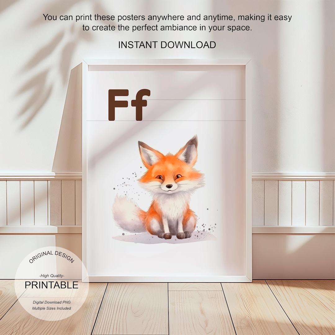 Letter F Poster With F Initial Art Print for Classroom ABC Neutral ...