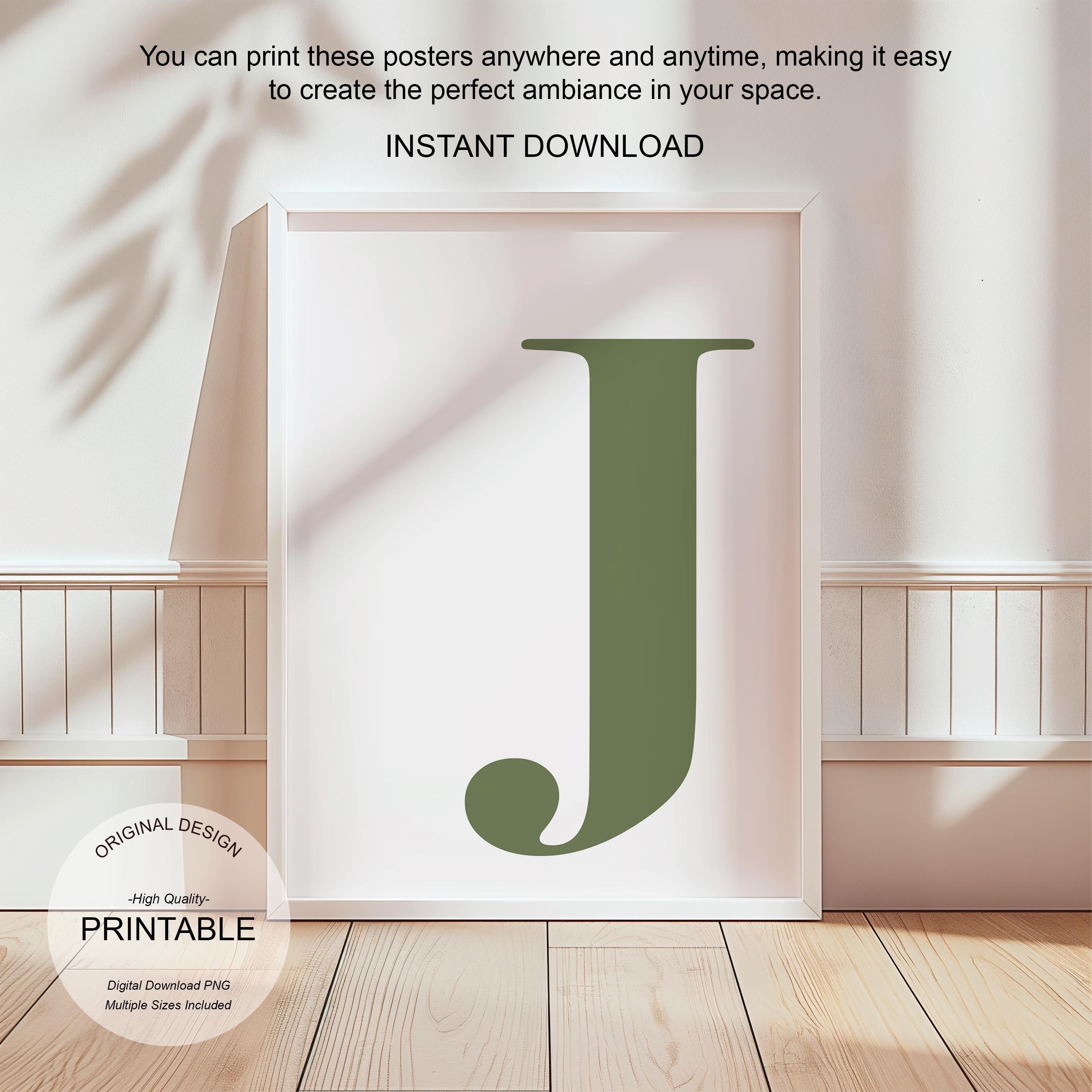 Green Letter J Print: Preppy Dorm Decor (digital Download) - Etsy
