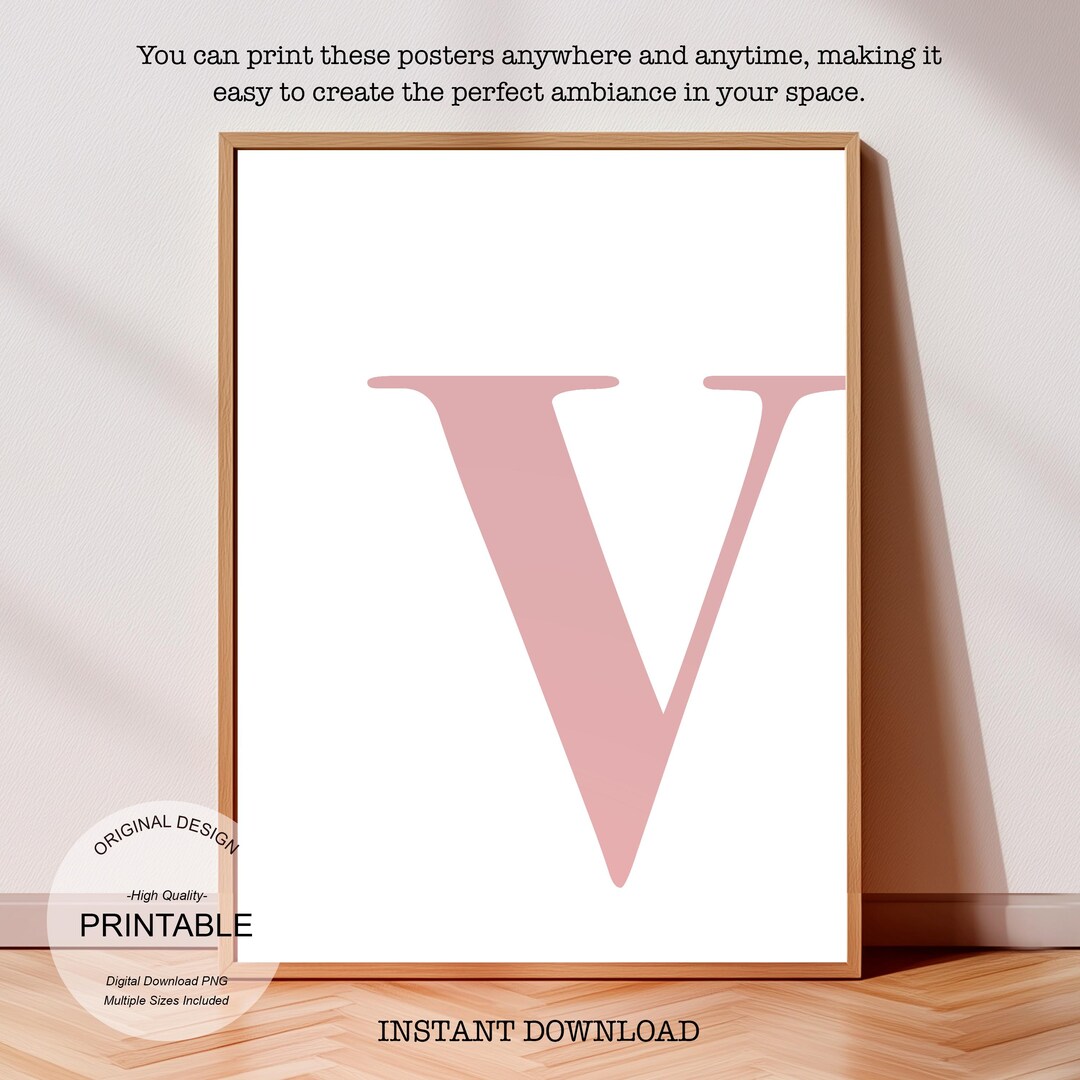 Pink Letter V Print: Preppy Dorm Decor (digital Download) - Etsy