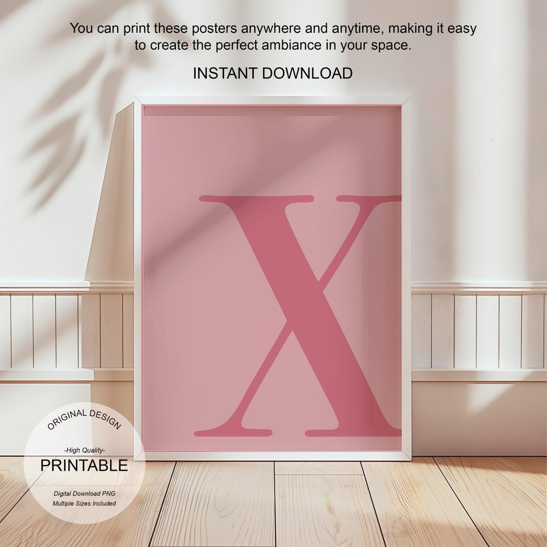 Pink Letter X Poster: Preppy Dorm Room Decor (digital Download) - Etsy