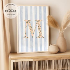 Digital Wall Art Download: Monogram Dorm Decor and Print Floral Letter ...
