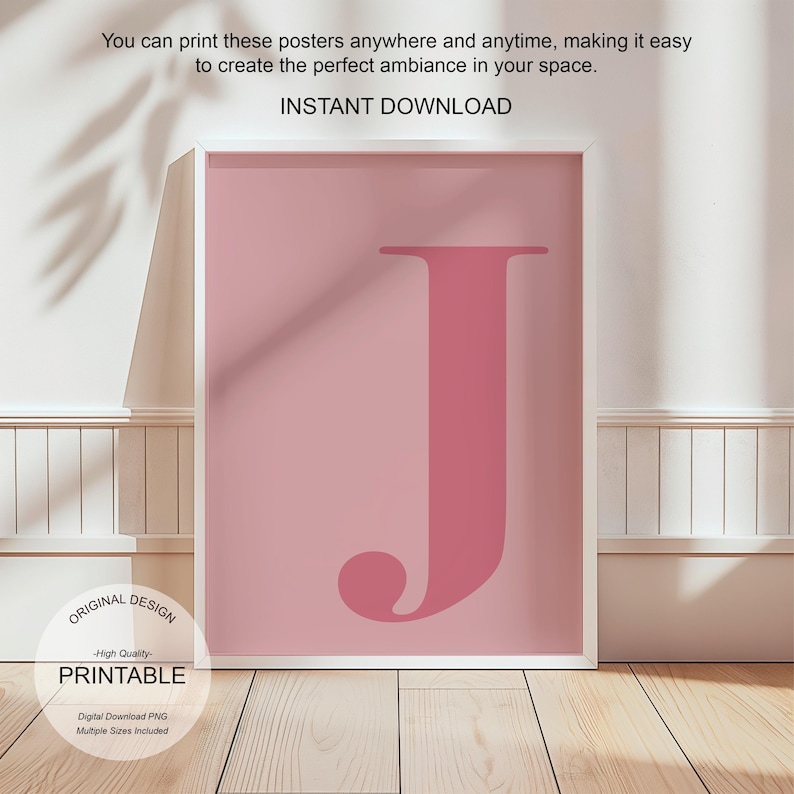 Pink Letter J Print: Preppy Dorm Decor (digital Download) - Etsy