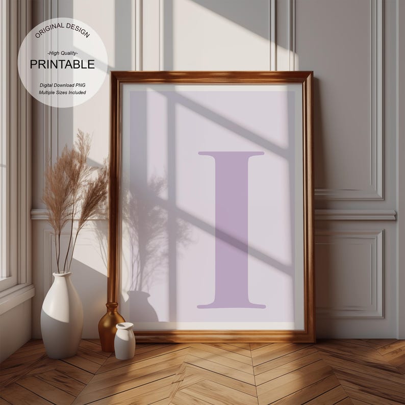 Letter I Print: Purple Initial Poster, Lilac Nursery Decor (digital ...