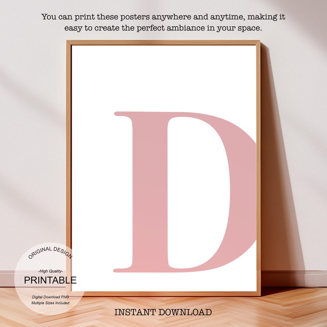 Pink Letter D Print: Preppy Dorm Decor (digital Download) - Etsy