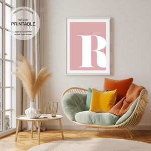 Pink Wall Art, Letter R Poster, Preppy Room Decor, R Initial Print Cute ...