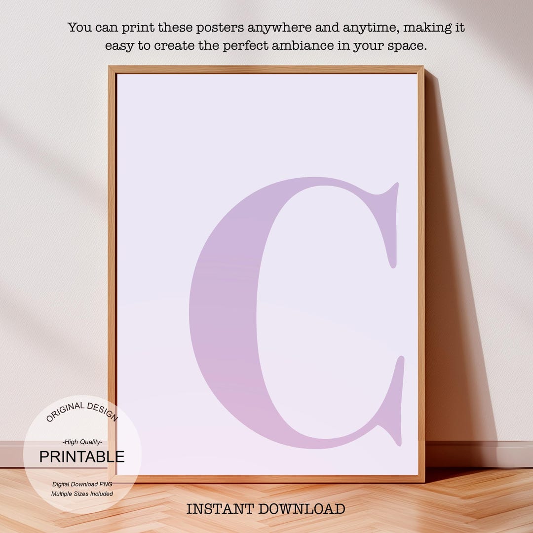 Printable Wall Art: Purple Wall Decor and C Initial Letter C Poster ...