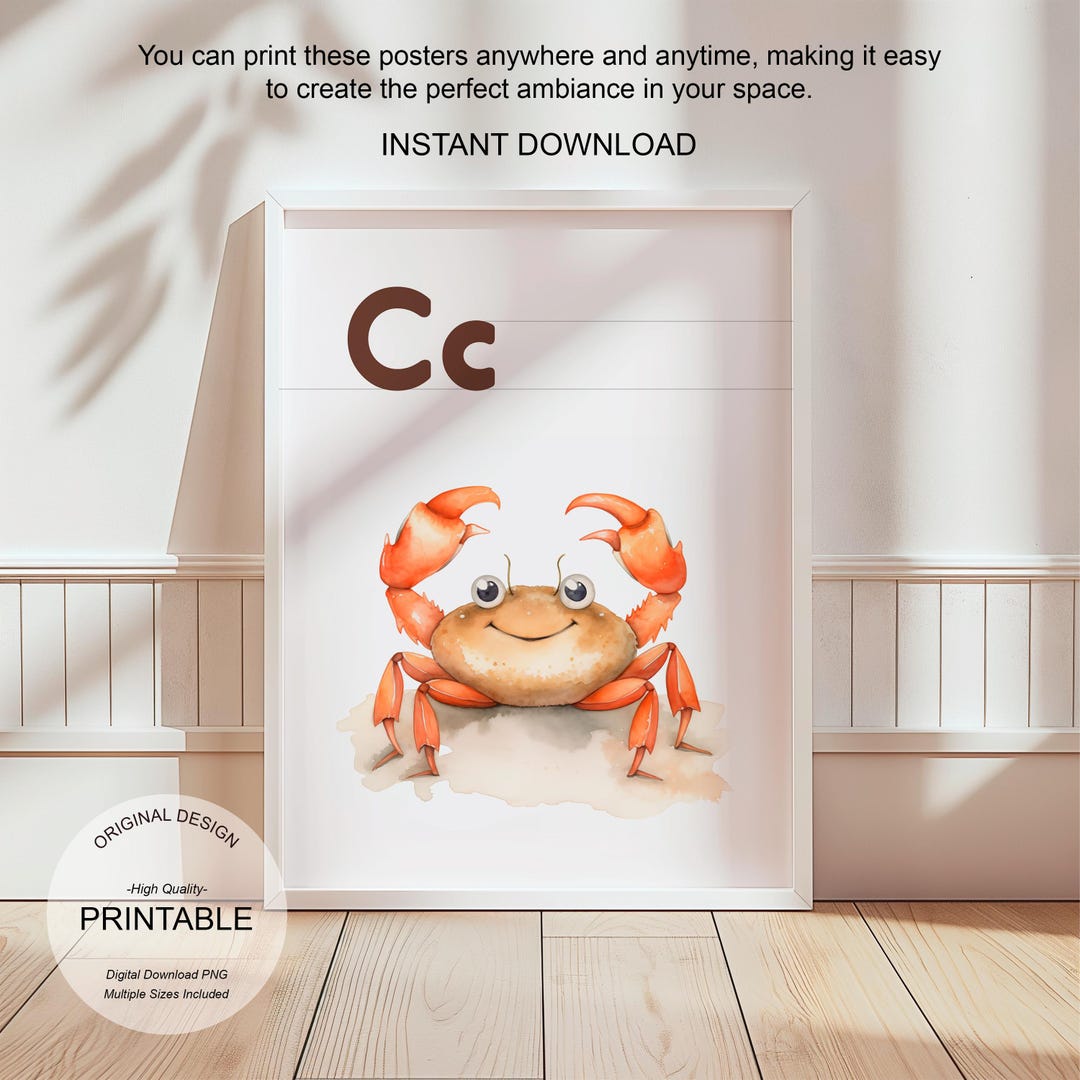 Letter C Poster With C Initial Art Print for Classroom ABC Neutral ...