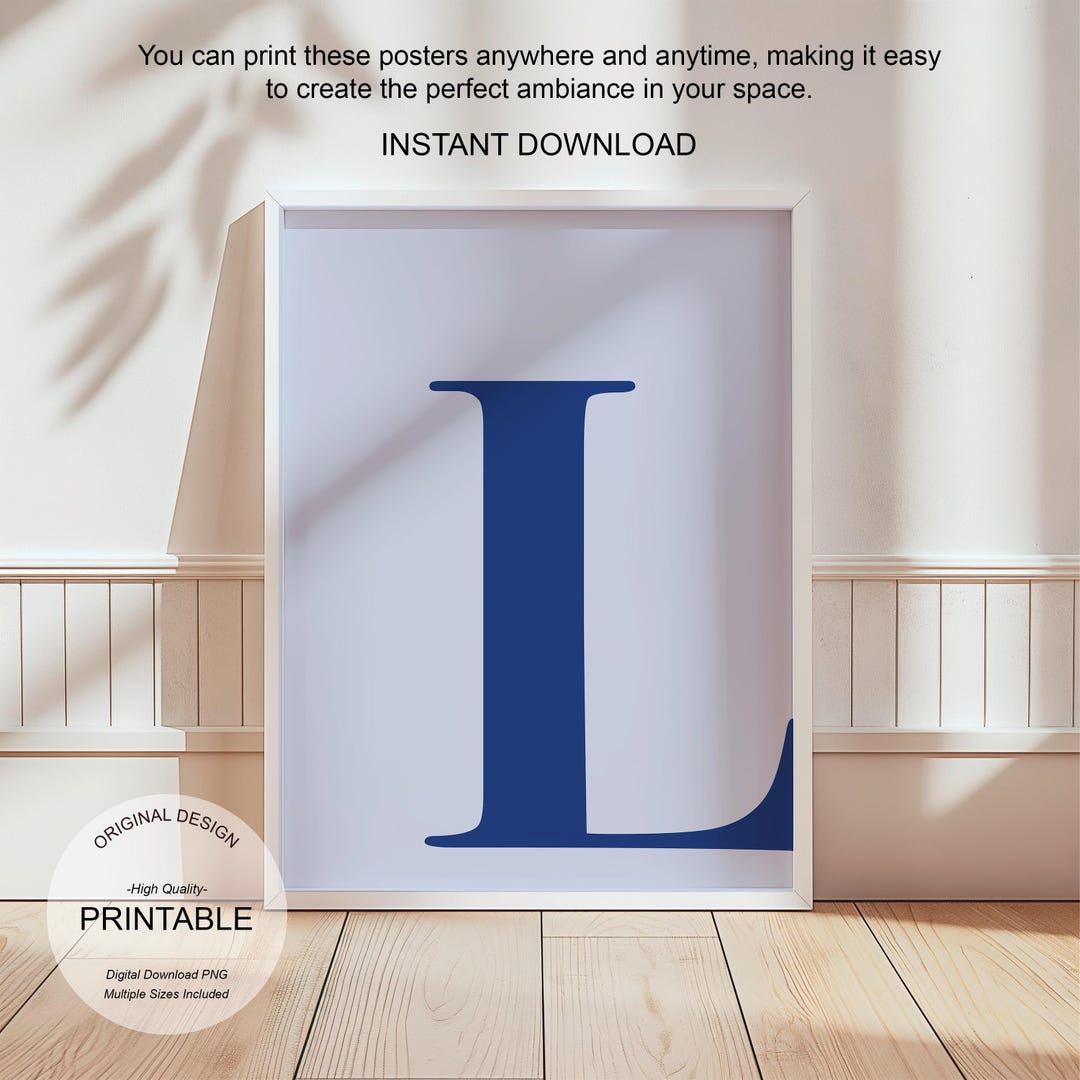 Blue Letter L Print: Preppy Dorm Decor (digital Download) - Etsy