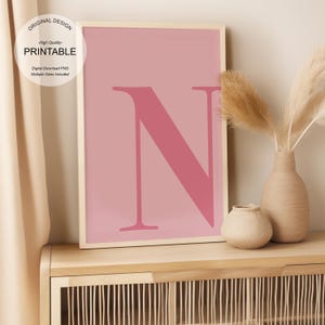 Pink Letter N Print: Preppy Dorm Decor (digital Download) - Etsy