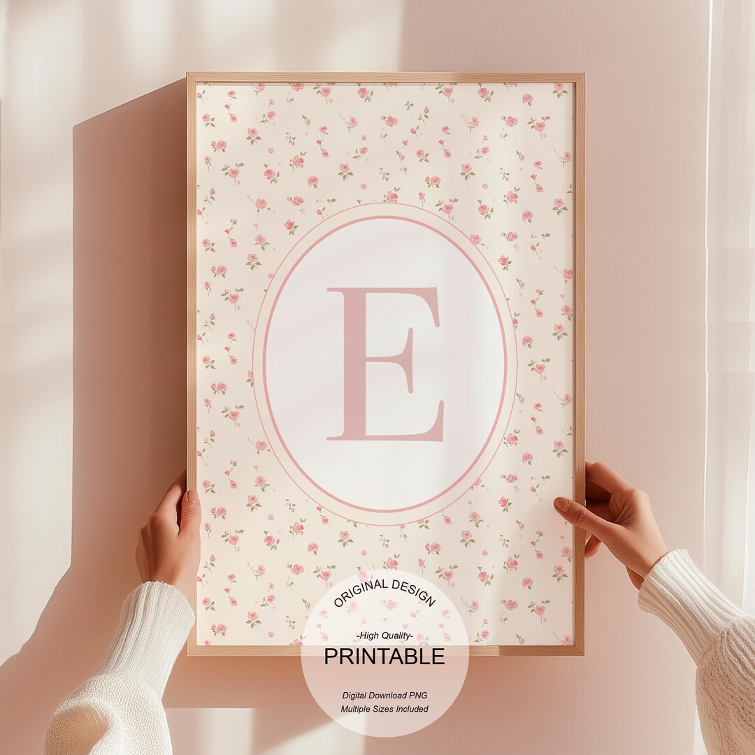 Preppy Grandmillenial Wall Art: Letter E Maximalist Poster, Vintage Her ...