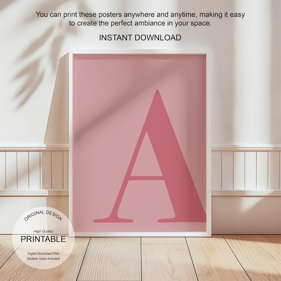 Pink Letter A Print: Preppy Dorm Decor (digital Download) - Etsy