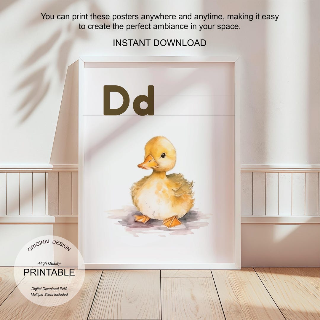 Letter D Poster With D Initial Art Print for Classroom ABC Neutral ...