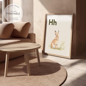 Letter H Poster With H Initial Art Print for Classroom ABC Neutral ...