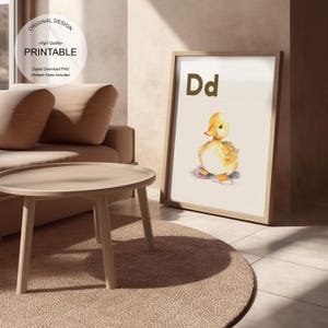 Letter D Poster With D Initial Art Print for Classroom ABC Neutral ...