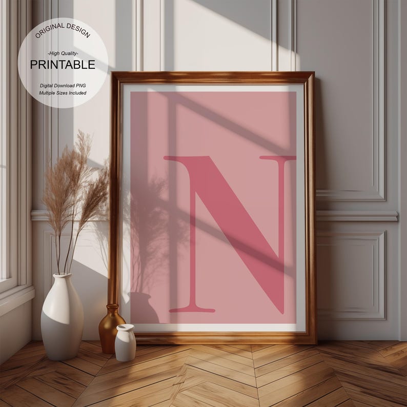 Pink Letter N Print: Preppy Dorm Decor (digital Download) - Etsy