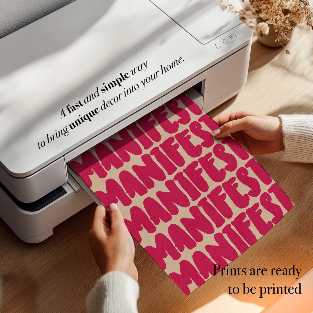 Manifest Poster: Typography Poster Pink Wall Art - Trendy Quote Print ...
