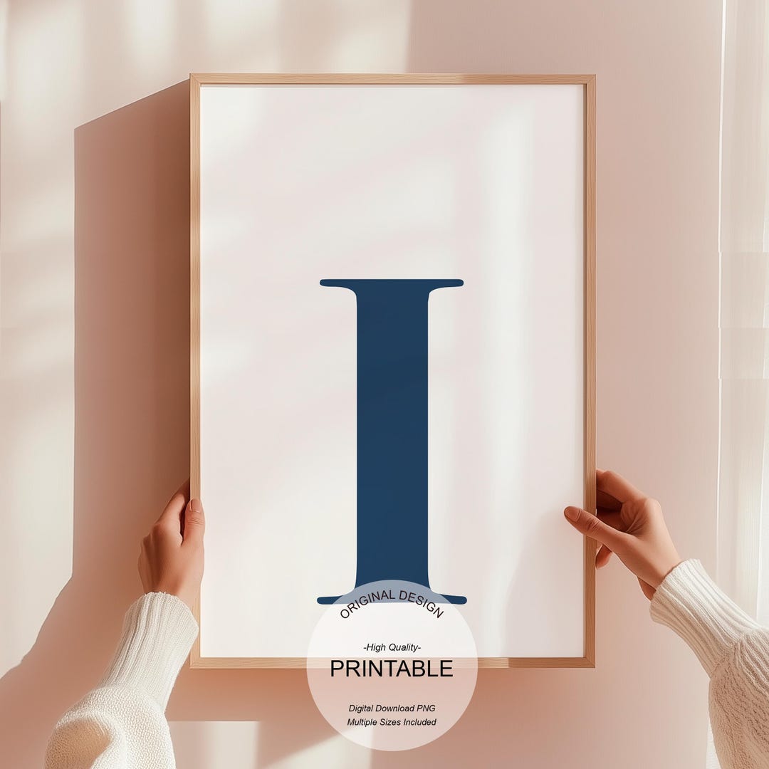 Letter I Print: Navy Blue Initial Poster (digital Download) - Etsy
