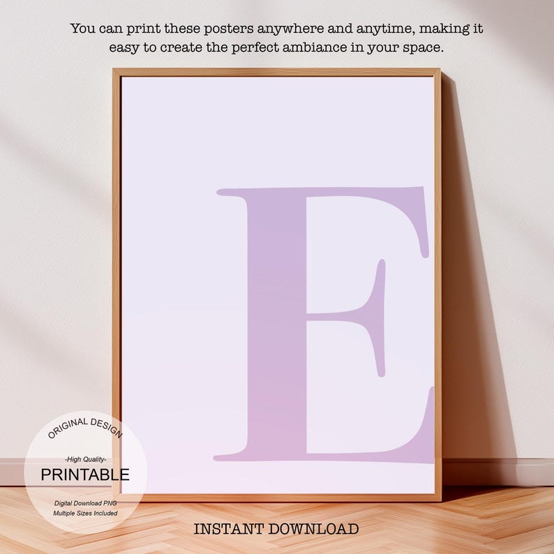 Lilac Letter E Poster: Purple Dorm Room Decor (digital Download) - Etsy