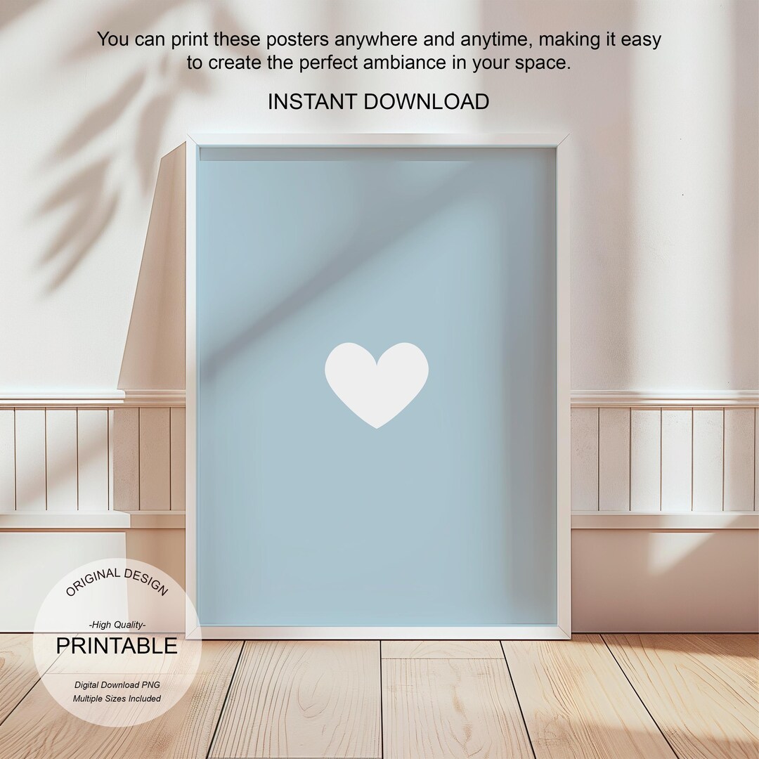 Light Blue Heart Wall Art: Nursery Decor Print (digital Download) - Etsy